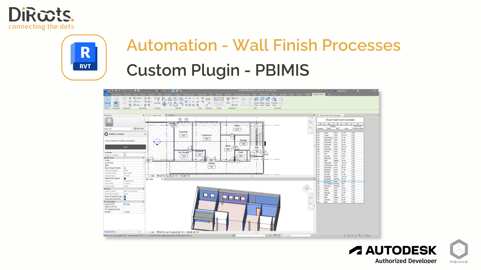 Revit Plugin for Wall Finish Automation - by DiRoots